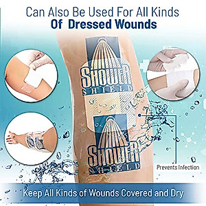 Shower Shield Catheter Cover for Shower – 7 x 7 Inch, 1 Week Supply –Dialysis Port Cover, Prevents Water Damage, Keeps Dressed Wounds Dry – Disposable, Waterproof, Transparent
