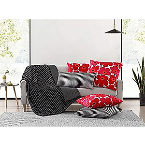 MARIMEKKO Throw Blanket Ultra Soft Brushed Microfiber with Alt Down, Lightweight & Reversible Bedding, 50" x 70", Pieni Tiiliskivi Black