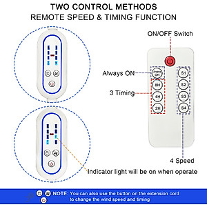 SCOOYEEES Silent USB Powered Ceiling Fan with Remote Control Timing 4 Speed, Quiet Small DC Plug in Ceiling Fan Hanging Fan for Camping Bed RV Tent Canopy Room