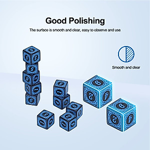 SOONALL 10pcs Dices, 6 Sided Dices with Number 1-6, Square Edged D6 Polyhedral DND Dice Set for Table Board Game(blue)
