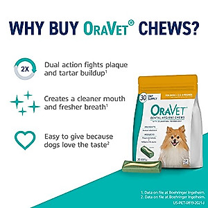Merial Oravet Dental Hygiene Chew For X-Small Dogs (3.5-9Lbs Lbs), Dental Treats For Dogs, 30 Count
