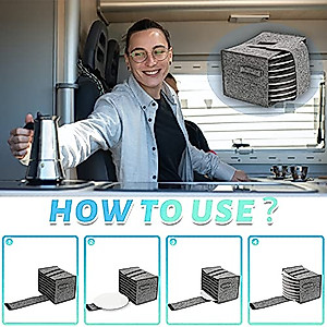 Felt Plate Storage Containers for Caravan, Camping Dish Holder Bag for 8 Plates, Camping Tableware Storage Felt Bag, Motorhome Cupboard Storage Kitchen Accessories, Reduce Noise