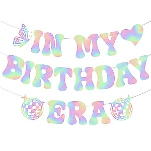 In My Birthday Era Banner, NO-DIY Glitter Popular Birthday Decorations Banner, Its A Girl Garland for Birthday Party Decorations, Per-strung Hot Laser Girls Birthday Banner