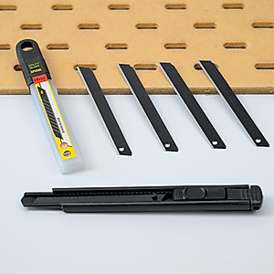 9mm Utility Knife Blades, 100-Pack, SK5 Blackened Steel Replacement Blade, Snap off Blades for Retractable Box Cutters and Knife, SK5 Blades in Bulk Pack. 10pcs x 10