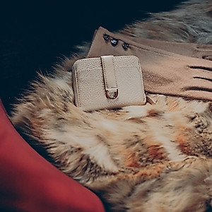 Vaultskin BELGRAVIA Women's Small Zippered Leather Wallet, Luxury RFID-Blocking Mini Purse for Cash and Cards in Champagne