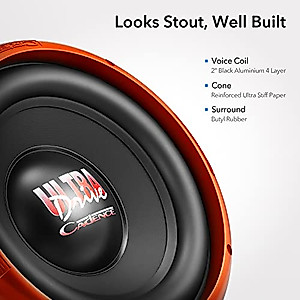 Cadence 12 Inch Car Subwoofer, High Performance 900 Watts Dual 4 Ohm 2 Inch Black Aluminium 4 Layer Voice Coil, Ultra Drive Series Car Audio Woofer UD12D4, Single