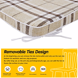 Maphissus 6 Set Memory Foam Kitchen Chair Pad Non Slip 16x16 Dining Seat Cushion with Ties Beige