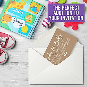 Hadley Designs 25 Book Request Baby Shower Guest Book Alternative - Rustic Baby Shower Invitation Inserts, Books For Baby Shower Request Cards, Bring A Book Instead Of A Card