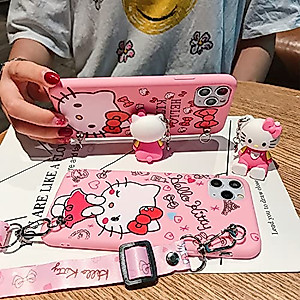 Ealievor Compatible with iPhone XR Case with Screen Protector, Cartoon Cute Funny Kawaii Cat Kitty Animal Character Phone Case Silicone Lanyard 3D Cover Case for Kids Girls and Womens