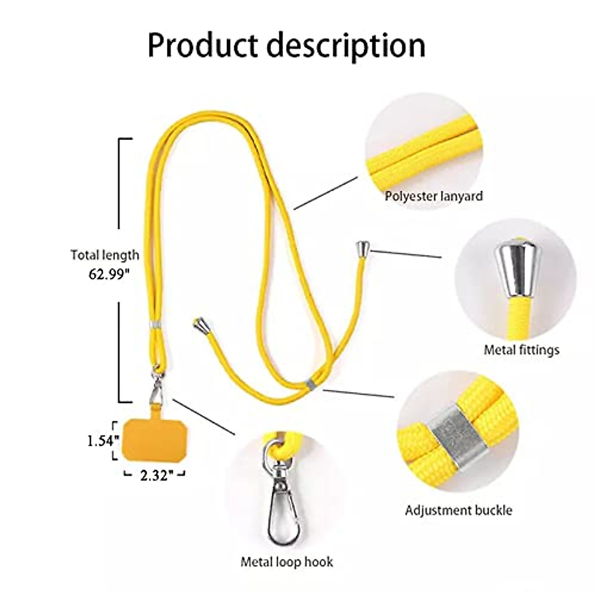 HOTEMIA Crossbody Lanyard with Adjustable Nylon Neck Strap,Compatible with Most Cell Phones (Black 1 PACK)