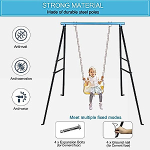 LMYE Swing Stand, New Upgraded Extended Metal Swing Frame with Ground Nail for Most Swings, Length 36", Height 72.8" Saucer Swing NOT Included
