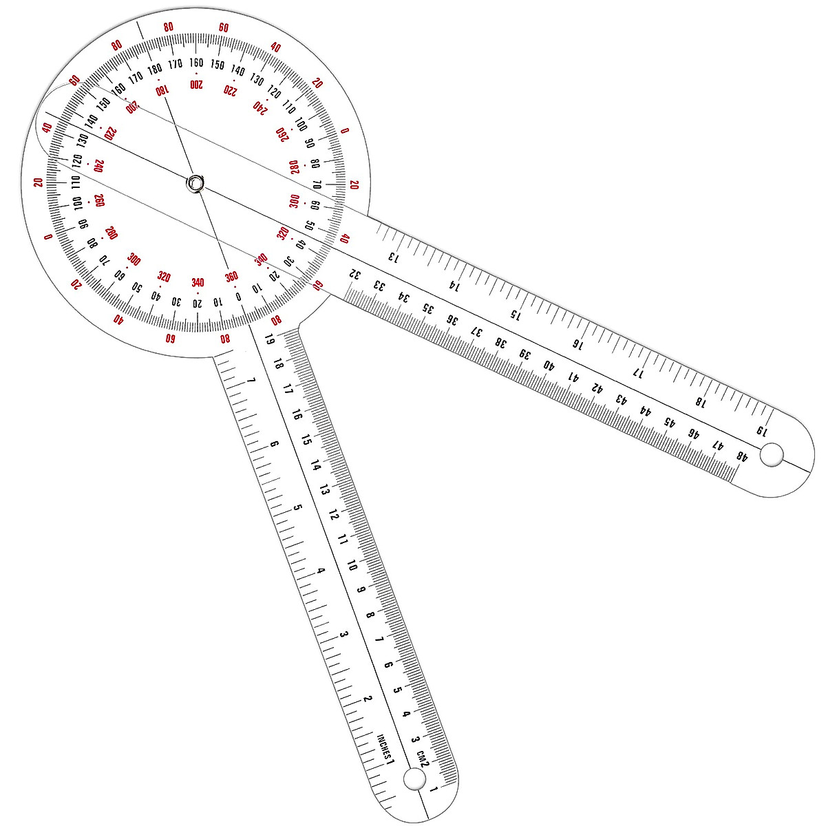 12 Inch Goniometer Transparent Orthopedic Angle Ruler Plastic Goniometer 360 Degree for Body Measuring Tape Goniometer Protractor Ruler (1)