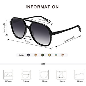 Appassal Retro Polarized Aviator Sunglasses Womens Men Vintage Double Bridge Square Sun Glasses AP3606, Black/Grey & Tortoise/Brown