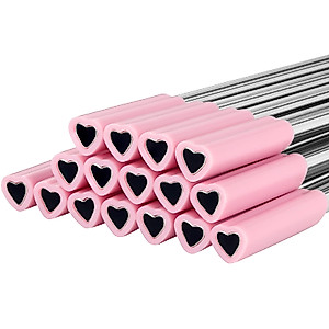 Jutom 8 Pack Heart Shaped Stainless Steel Straws with Silicone Tips Reusable Heart Straws Cute Straws with 2 Cleaning Brushes for Hot Cold Drinks Valentine's Day Bridal Shower Wedding (Pink)