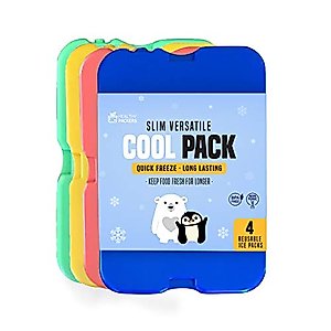 Healthy Packers Ice Pack for Lunch Box - Freezer Packs - Original Cool Pack | Slim & Long-Lasting Reusable Ice Packs for Lunch Bags and Cooler Bag (Set of 4)