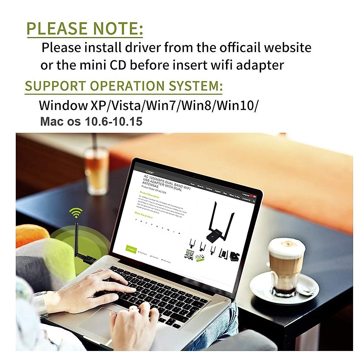 USB Wifi Adapter AC600Mbps with Wi-Fi Antenna for Laptop Desktop PC,Dual Band 5.8G/2.4Ghz Wireless Network Adapters Compatible OS with Windows XP/Vista/ 7/8.1/8 /10 / and Mac Os X 10.6-10.15