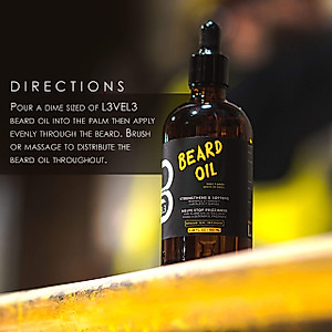 L3 Level 3 Beard Oil - Promotes Fast Beard Growth Soften and Restores Facial Hair - Level Three Scented Beard Oil for Men Growth (Single)