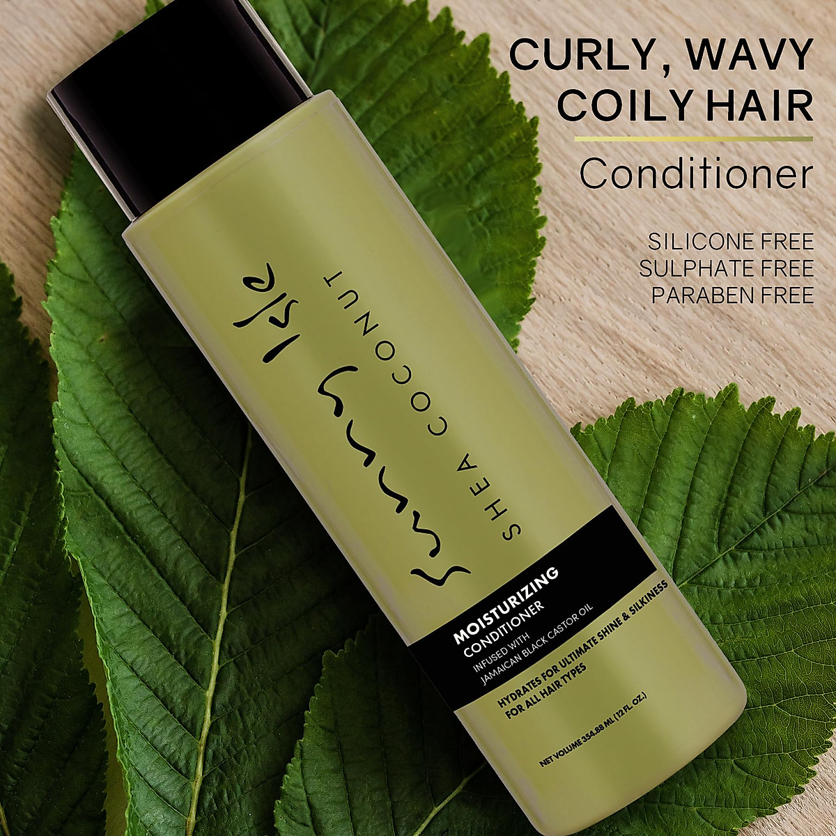 Sunny Isle Shea Coconut Moisturizing Conditioner 12oz | Infused with Jamaican Black Castor Oil | Curly Hair Conditioner | Quenches & Softens Dry Curls, Waves, Coils | Silicone, Paraben & Sulfate-FREE
