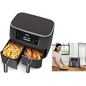 Ninja DZ100 Foodi 4-in-1, 8-qt., 2-Basket Air Fryer with DualZone Technology, DZ100 8-qt BLACK