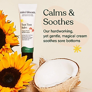 Mini Bloom Toot Toot Balm Diaper Cream | Baby & Kid Safe Made w/Zinc oxide, Vitamin E, Shea Butter, Coconut, Jojoba & Sunflower Oils | 2 oz