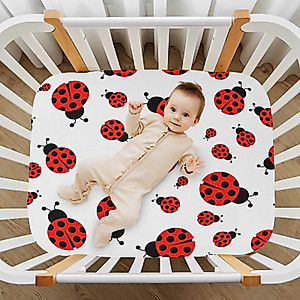 xigua Ladybug Fitted Crib Sheet Soft Breathable Crib Sheet for Standard Crib Mattress and Toddler Mattresses 52 * 28 * 9 in#414