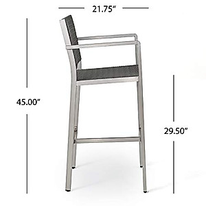 Christopher Knight Home Cape Coral Outdoor Wicker Bar Stools, 2-Pcs Set, Grey