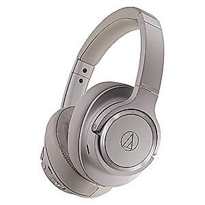 Audio-Technica ATH-SR50BT Bluetooth Wireless Over-Ear Headphones (Brown-Gray) with Knox Gear Stand and Protective Case Bundle (3 Items)
