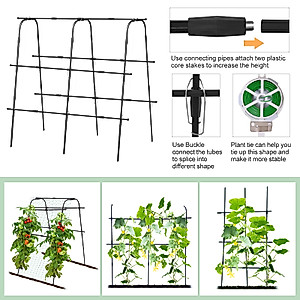 Cucumber Trellis for Garden Vegetable Trellis,63" x 63" U-Shaped Metal Garden Trellis Arch Plant Grow Support Frame for Climbing Plants Support Vegetable Flower Fruits Vine,with Nylon Netting(Black)