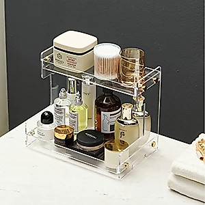 NEWRAIN Bathroom Organizer Countertop, Makeup 2-Tier Organizer Counter Organizer for Cosmetics, Vanity Holder for Lipstick,Cabinet Organizers and Storage