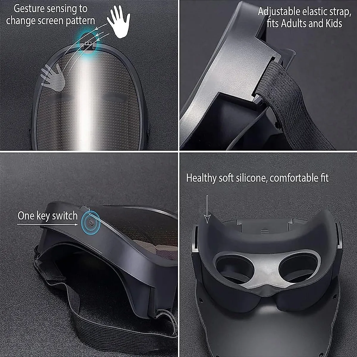 wishplan Led Mask With Face Transforming，Programmable APP Digital Smart LED Light Up Face Mask for BoyWithUke Kid Adults Men's Halloween Party Costume DJ Cosplay Masquerade Gift