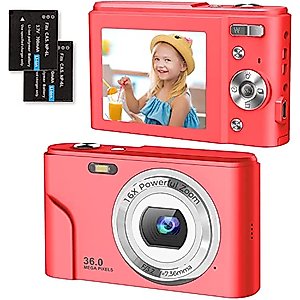 TOBERTO HD 1080P Digital Camera, 36MP 16X Digital Zoom Vlogging Mini Camera with LCD, Digital Point and Shoot Camera Video Camera, for Kids Students Beginners Beauty Face