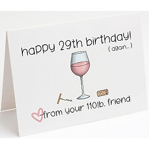 Happy 29th Birthday Card. Funny Birthday Card For Friend. Happy 29th Birthday From Your 110lb Friend. Sarcastic Age Birthday Card.