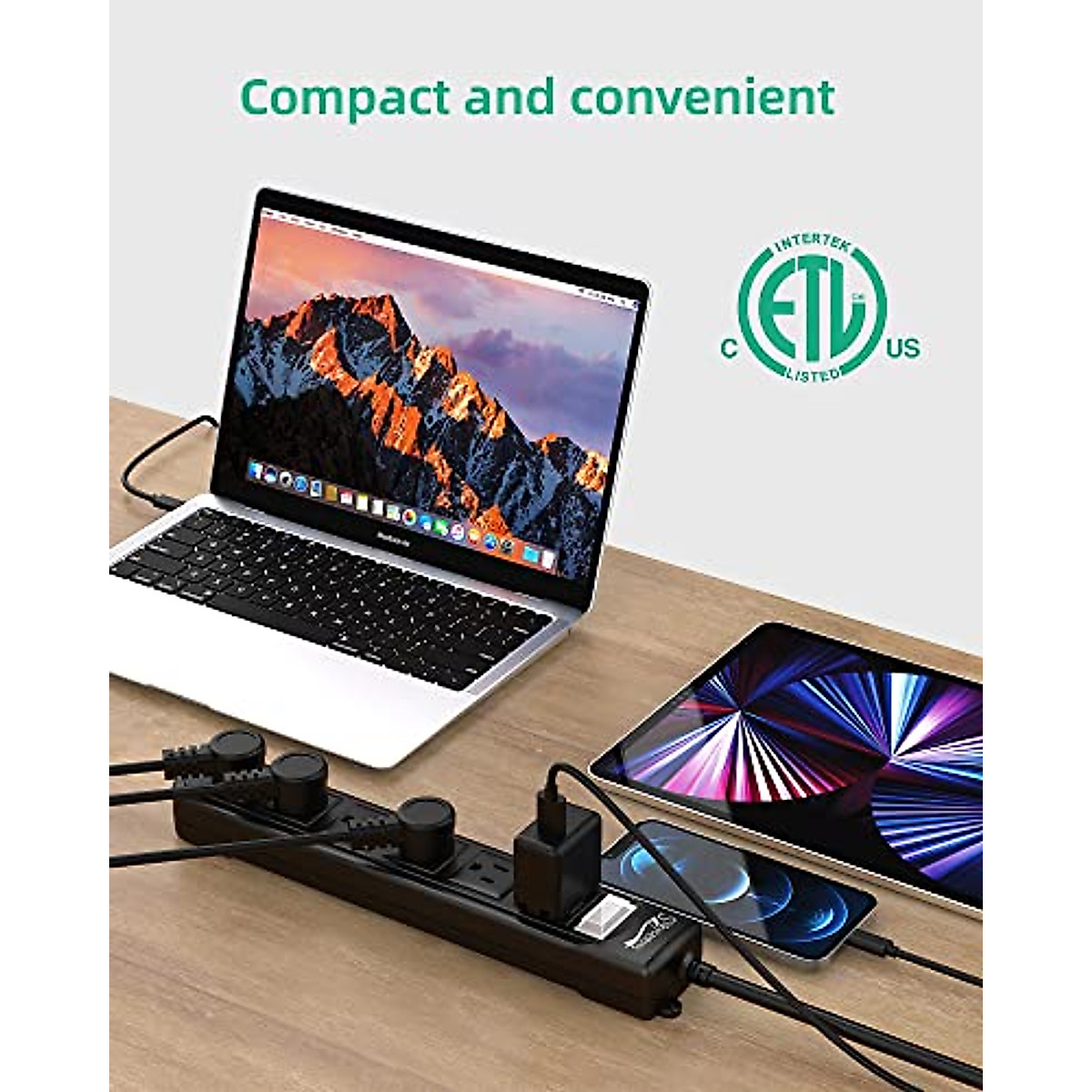 Outdoor Power Strip Weatherproof, Waterproof Surge Protector 6 Outlets, 6 FT Extension Cord, 1875W Overload Protection, Shockproof Outlet, Wall Mountable for Home, Kitchen, Bathroom, Garden, Patio