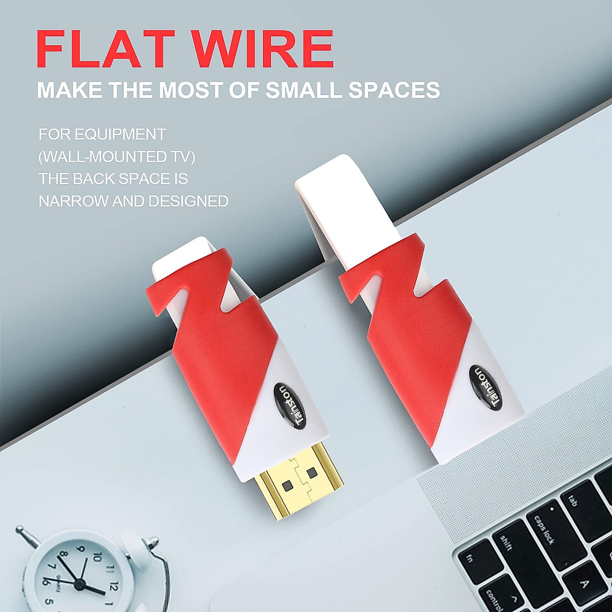 Tainston Flat High Speed HDMI Cable (50 Feet) Support 4K 2160P,3D,1080P,Audio Return Channel