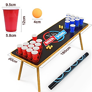 GOLDGE 63 x 23.6 inches Beer Pong Table Mat, Drinking Games for Adults Party, 8pcs Beer Pong Balls, 30pcs Beer Pong Cups
