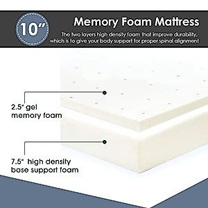 Queen Size Mattress 10 Inch Gel Memory Foam Mattress Medium-Firm Mattress Bed in a Box for Soundly Sleep CertiPUR-US Pressure Relieving