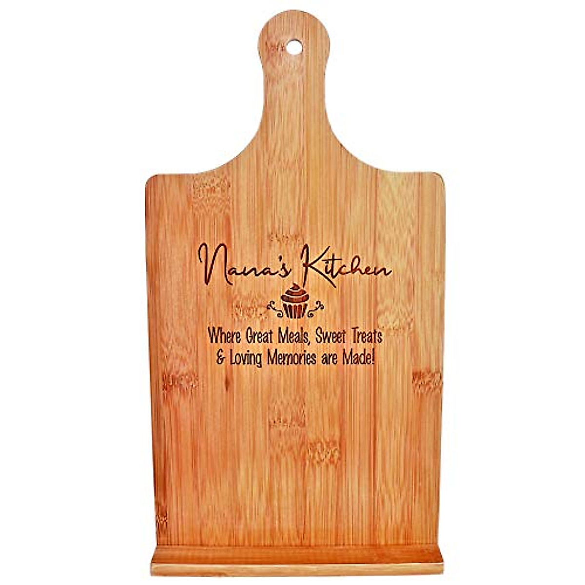 Nana Gift Cookbook Stand Recipe Holder - Custom Engraved Bamboo Cutting Board Foldable Chef Easel Metal Hinge Kickstand iPad Tablet Compatible Christmas Birthday Mother Day Kitchen Decor (7.25x13.5)