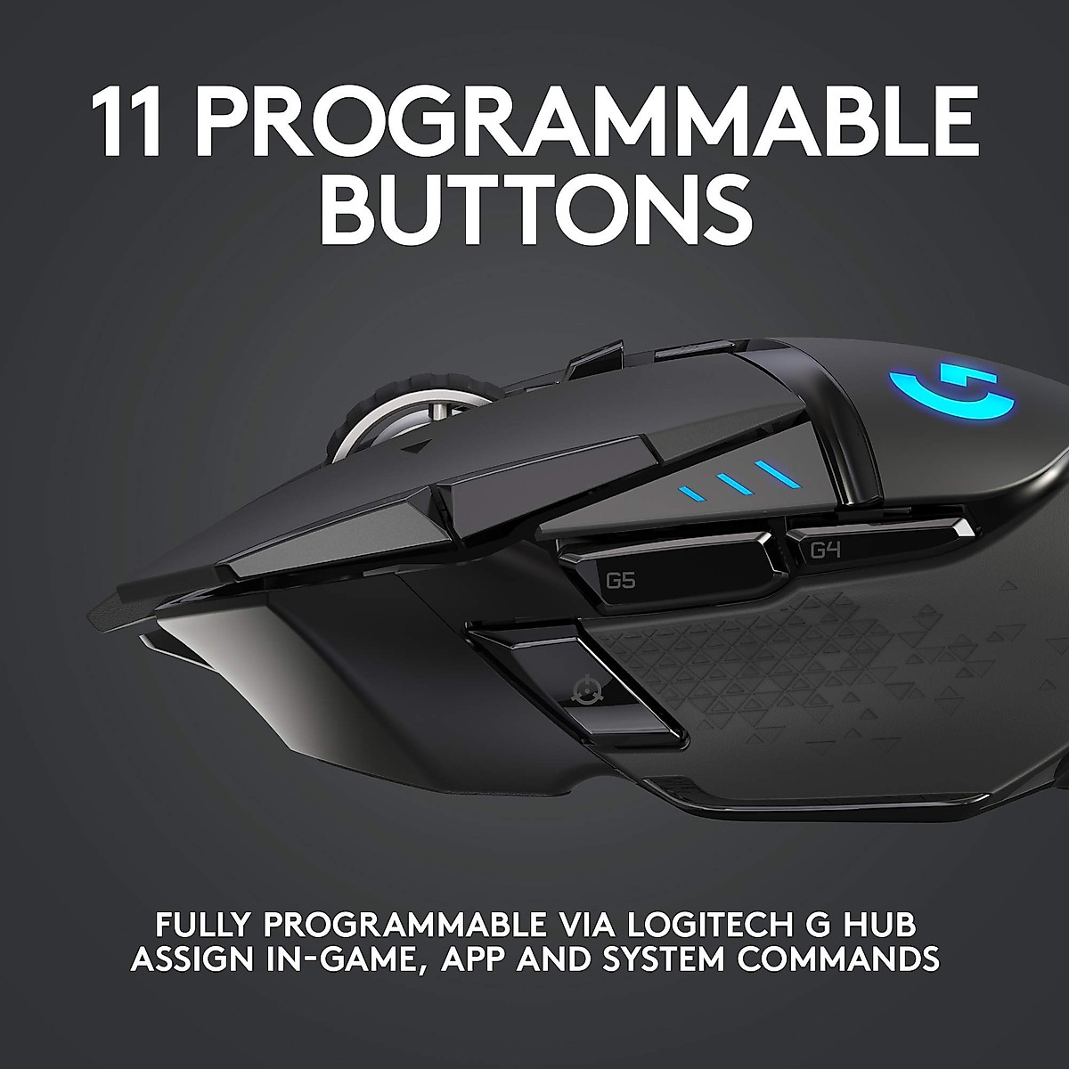 Logitech G502 Lightspeed Wireless Gaming Mouse with Hero 16K Sensor, PowerPlay Compatible, Tunable Weights and Lightsync RGB - Black (Renewed)