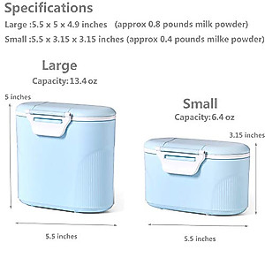 YEEHO Travel Infant Formula Dispenser Box with Scoop, Portable Baby Dry Milk Powder Food Container with Spoon Airtight Storage Easy go Parents Choice Sealed Small Case,Blue