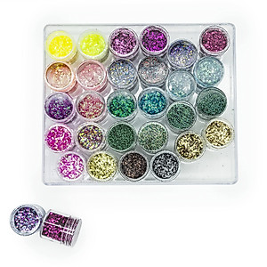 Famgee 30 Bottles Small Clear Plastic Bead Storage Containers with Lid Jewelry Diamond Embroidery Storage Box Organizer Holder Nail Arts Display Sewing Cosmetic Nail Glitter Powder