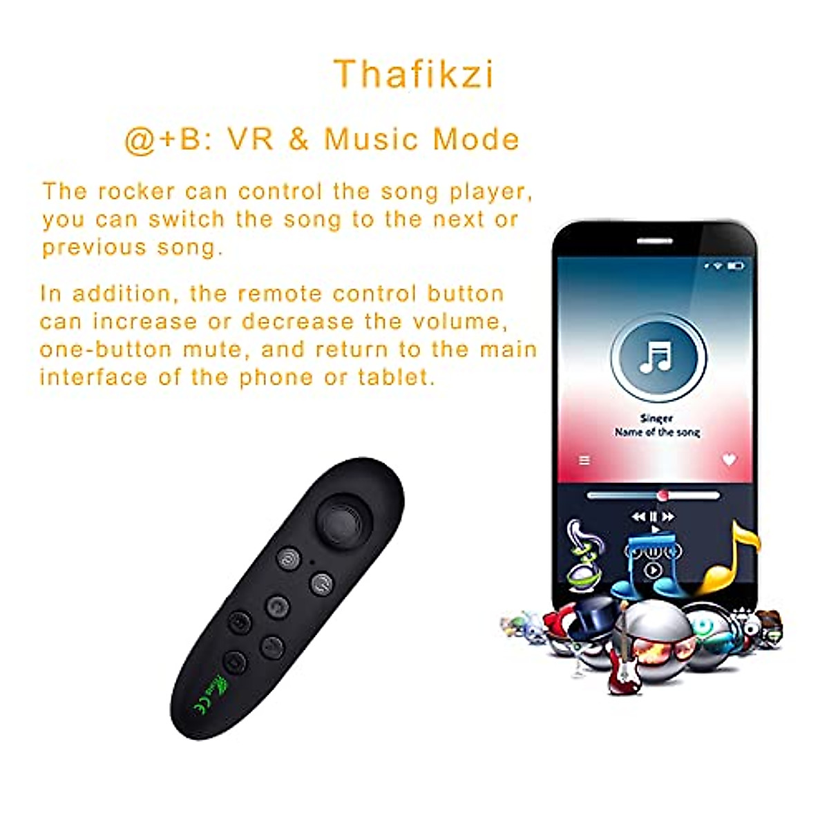 Wireless VR Remote Control for Phones Controller for Tiktok Compatible with iOS/Android, Joystick Remote for iPhone/iPad/Android Phones/Tablet to Control Music Tiktok Video, Selfie, Mouse (Upgrade)