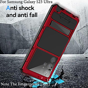 Lunivop for Samsung Galaxy S23 Ultra Case Metal Hard Armor for Galaxy S23Ultra 5G Phone case para Screw Built-in Screen Lens Protection Military Grade [Note The Fingerprints Don't Work] Red