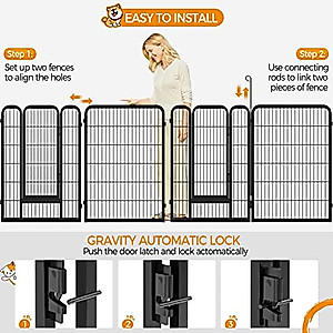 Yaheetech Dog Playpen Outdoor, 8 Panel Dog Fence 40" Indoor Pet Pen for Large/Medium/Small Dogs Heavy Duty Pet Exercise Pen for Puppy/Rabbit/Small Animals Portable Playpen for RV Camping Garden Yard