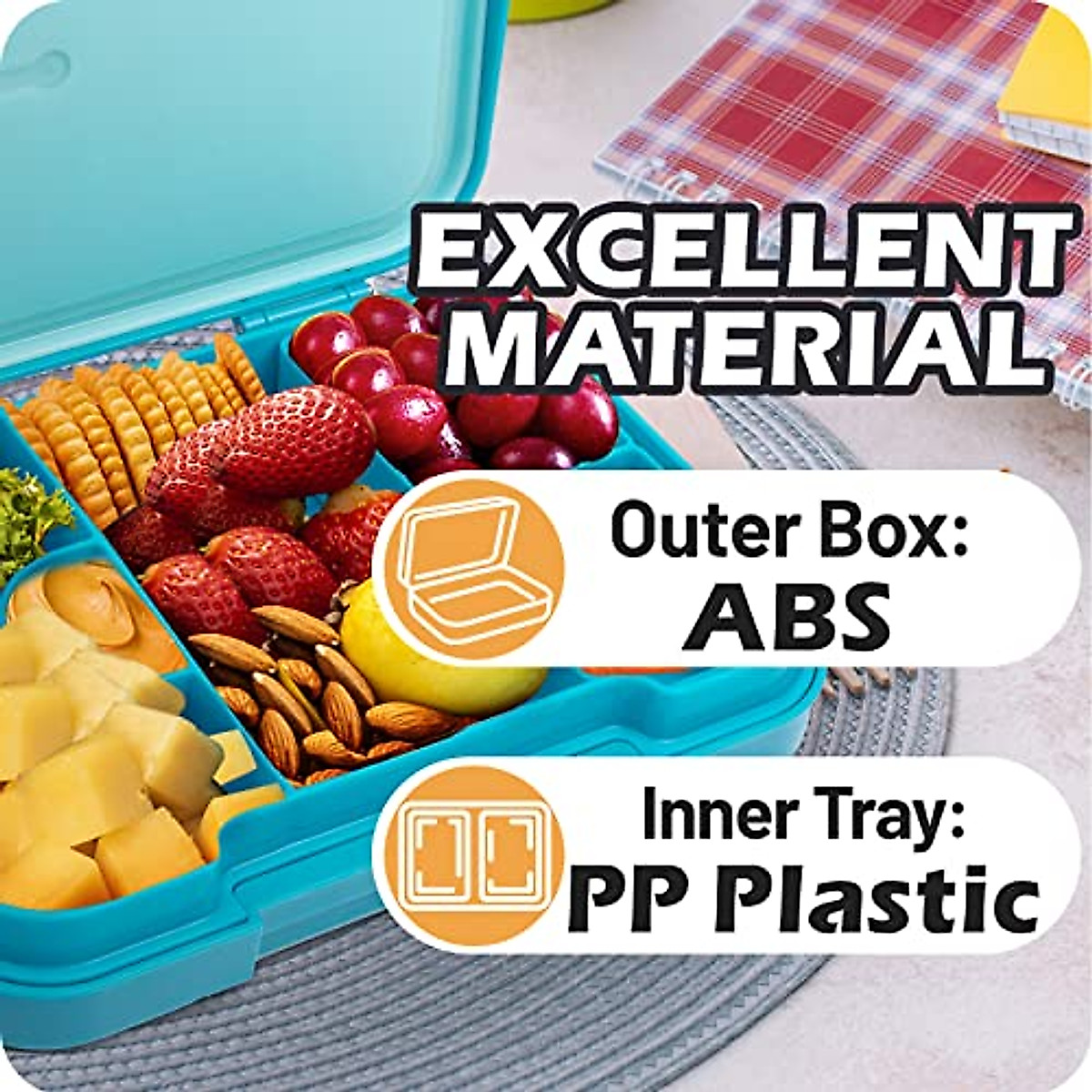 Cheryl Bento Box for Kids 27 oz, Bento Lunch Box Kids with 6-Compartment, Lunch Containers for Kids Daycare, Inner Removable Compartment Tray Dishwasher Safe, Microwave Safe - Blue Unicorn