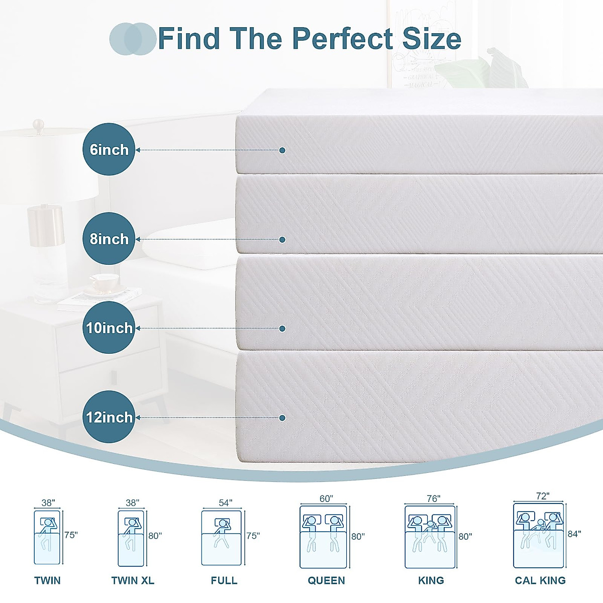 MUUEGM Full Size Mattress,6 Inch Memory Foam Mattress,Green Tea Cool Gel Infused Mattresses Full for Pressure Relief,Bed-in-a-Box,Medium Firm Fiberglass Free,CertiPUR-US Certified