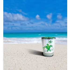 Puzzled 1.7 Oz Green Turtle Shot Glass, 2.5 Inch Novelty Glassware for Drinking Game Liquor Tequila Whisky Vodka Espresso Shooter Glasses Party Drinkware