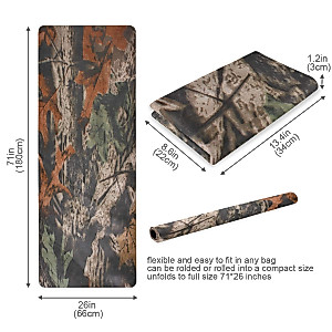 Qilmy Plant Camo Yoga Mat Foldable 1mm Thick Non-Slip Travel Yoga Mat Cover Pad Sweat Absorbent and Soft Lightweight Exercise Workout Mat for Yoga Pilates