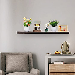 1 Pack 36" Solid Cedar Wood Floating Shelves, Brushed Finish, Wall Mounted for Home Living Room Bathroom