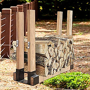 Zantle Outdoor and Indoor Firewood Log Rack Bracket Kit, Fireplace Wood Storage Holder - Adjustable to Any Length