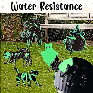 Halloween Yard Decorations Outdoor Signs - 5pcs Black Cat Halloween Decor Yard Signs with Stakes, Mummy Ghost Witch Skeleton Cat Glow in Dark for Halloween Party Supplies Garden Lawn Decorations